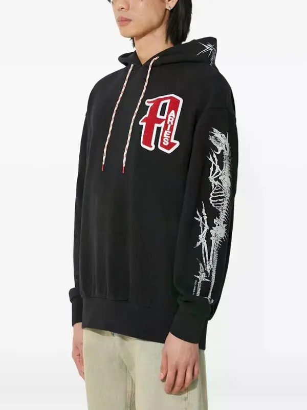 Aries Embroidered Skeleton-print Hoodie