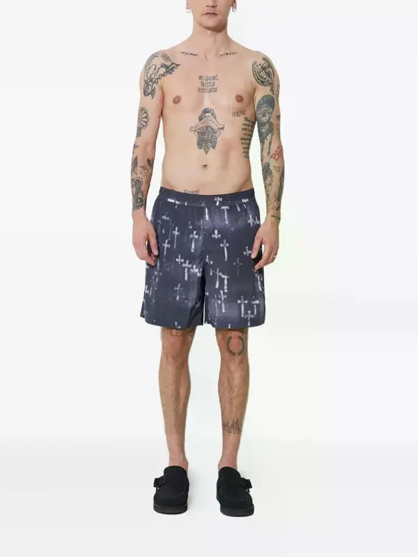 Aries Cross-print Swim Shorts - Blue