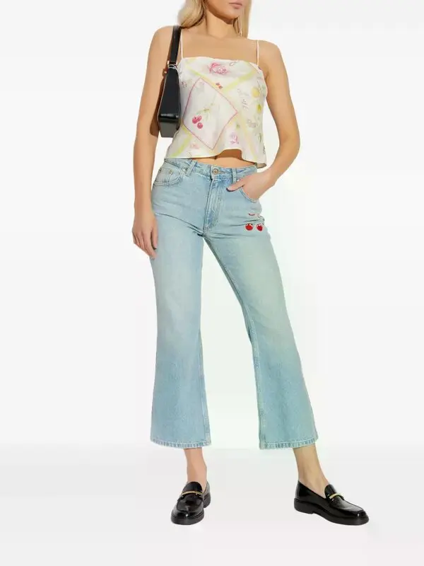 LoveShackFancy Cherry-embroidery Jeans