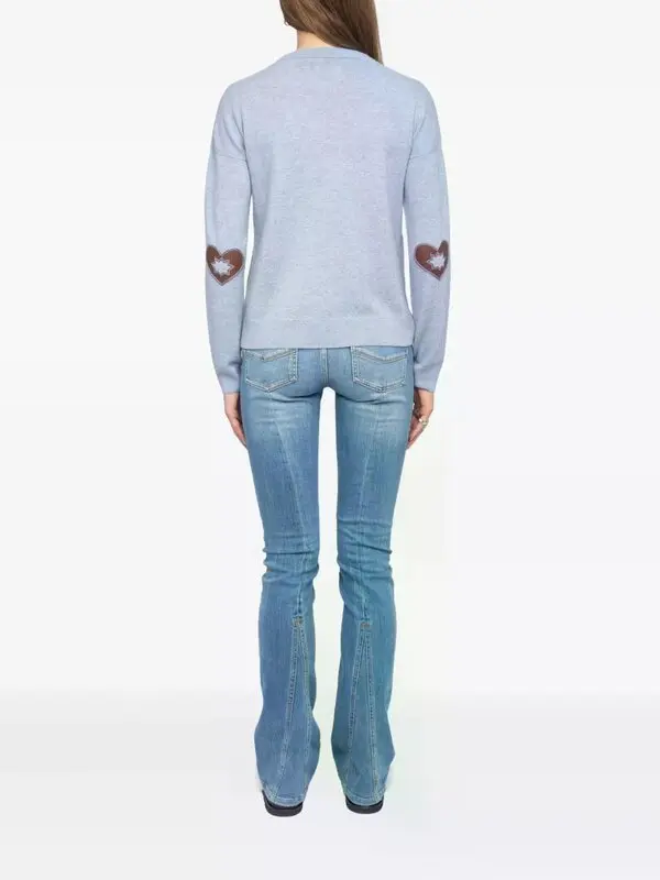Zadig&Voltaire Cashmere Sweater With Heart Patches - Blue