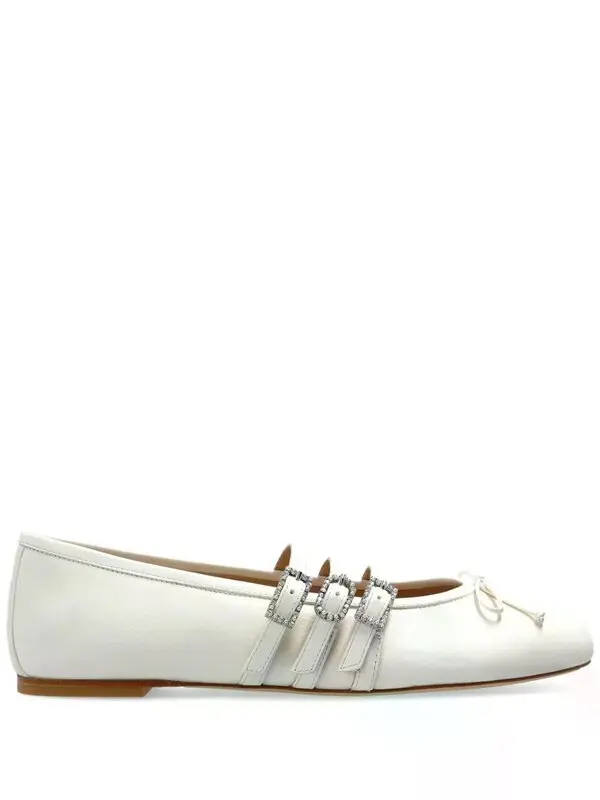 STUART WEITZMAN Celeste Buckle-embellished Ballet Flats