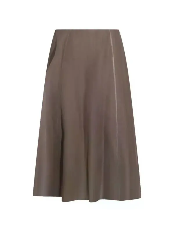 Brunello Cucinelli Stitching-detail A-line Midi Skirt - Brown