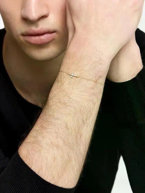 Mateo 14k Yellow Diamond Cross Bracelet