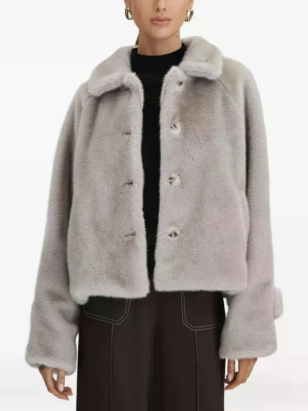 MEOTINE Buttoned-front Faux Fur Jacket