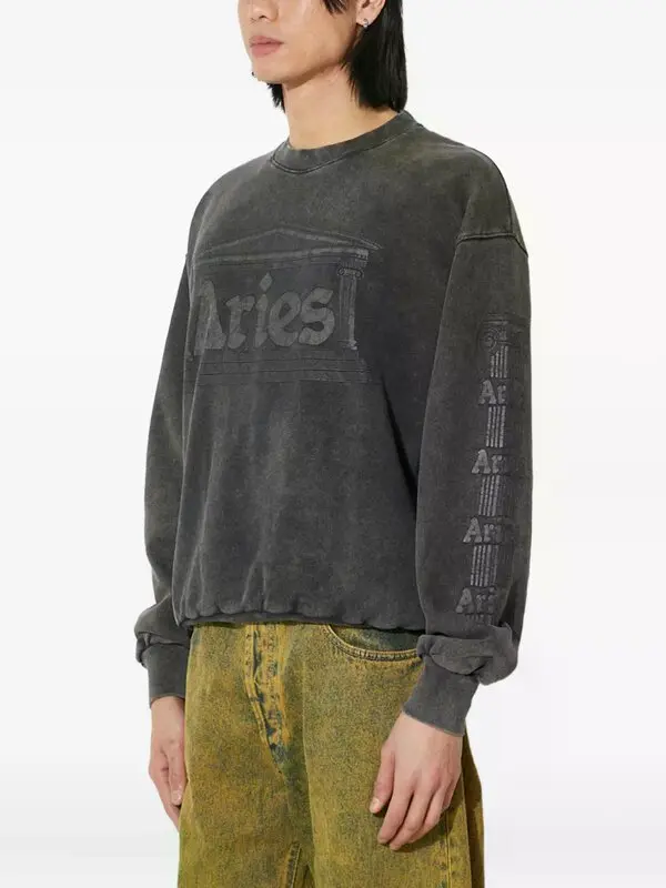 Aries Logo-embellished Crew-neck Sweatshirt - Black