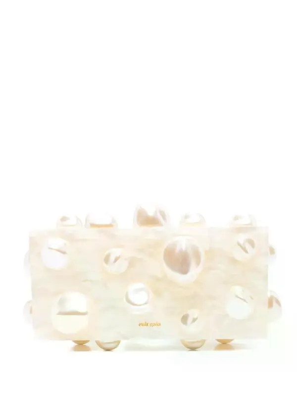 Cult Gaia Orbs Pearl-embellished Clutch - Neutrals