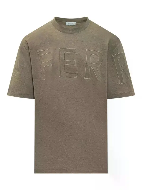 FERRAGAMO Logo-detail Cotton T-shirt - Neutrals