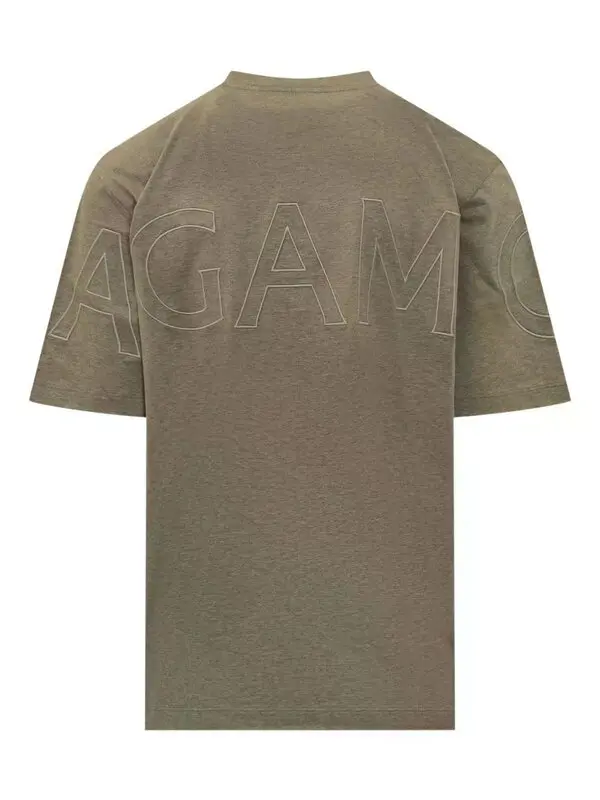 FERRAGAMO Logo-detail Cotton T-shirt - Neutrals
