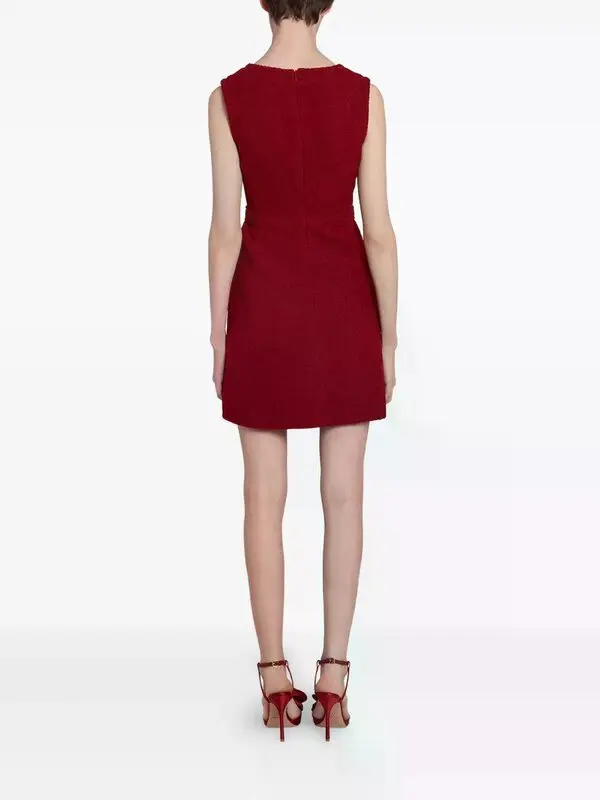 giambattista valli embroidered boucle mini dress Giambattista Valli Polka-Dot Boucle Long-Sleeve Godet Mini Dress