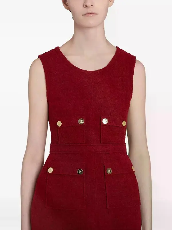 giambattista valli embroidered boucle mini dress Giambattista Valli Polka-Dot Boucle Long-Sleeve Godet Mini Dress