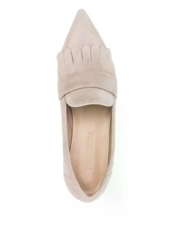 THEA MIKA Pointed-toe Fringed Loafers - Grey