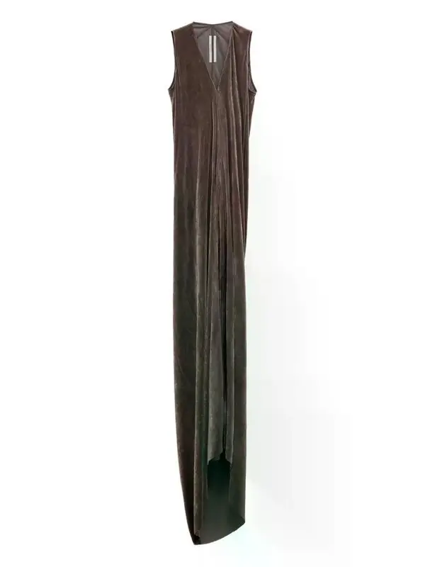 Rick Owens Draped Velvet Dress - Brown