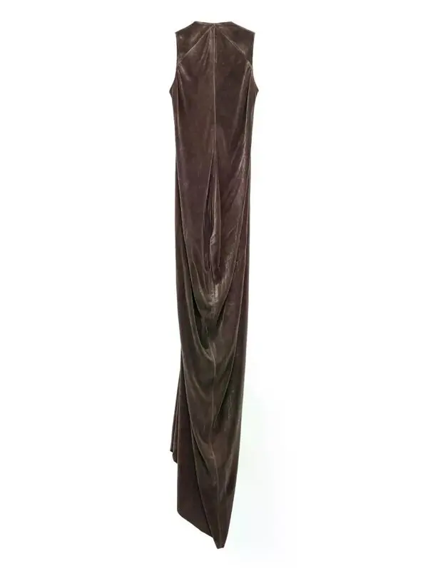 Rick Owens Draped Velvet Dress - Brown