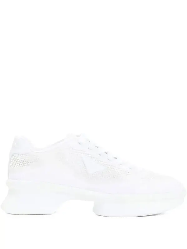 Prada Mesh-panel Lace-up Sneakers - White