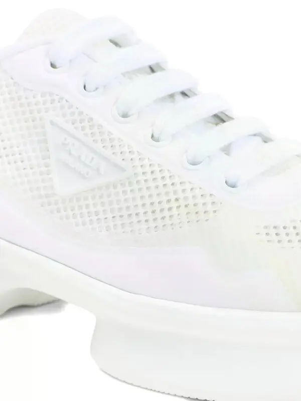 Prada Mesh-panel Lace-up Sneakers - White
