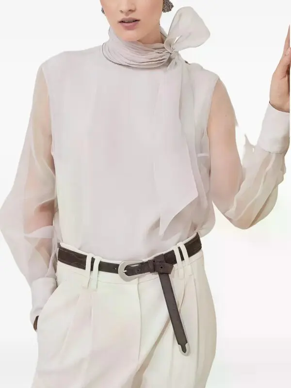 Brunello Cucinelli Pussybow Silk Blouse