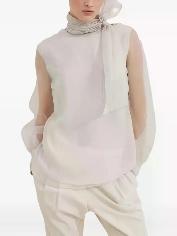 Brunello Cucinelli Pussybow Silk Blouse