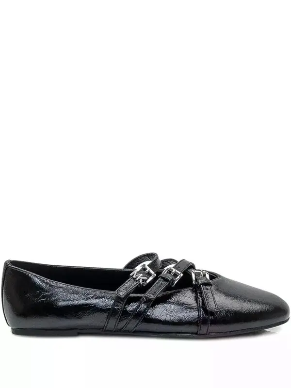 Michael Kors Buckle-detail Leather Ballet Flats - Black