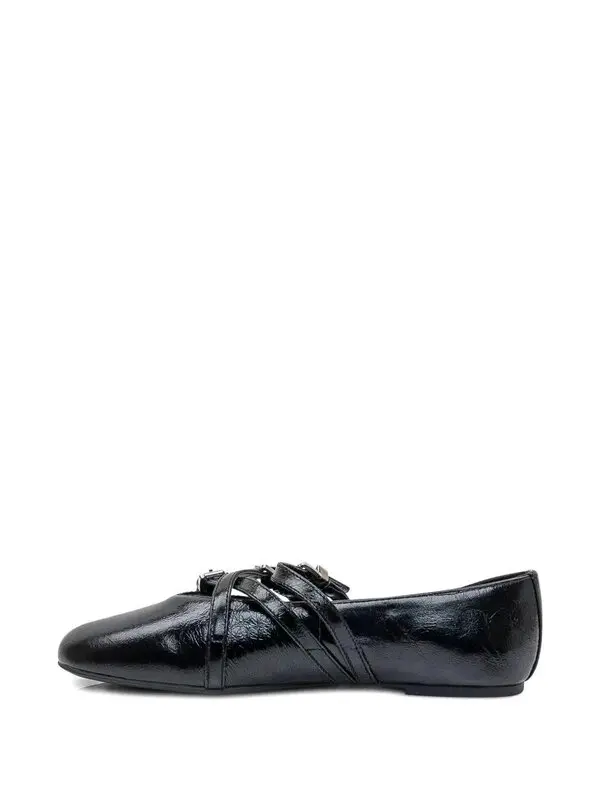 Michael Kors Buckle-detail Leather Ballet Flats - Black