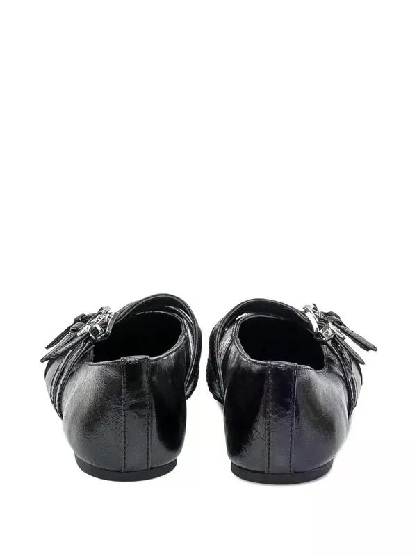 Michael Kors Buckle-detail Leather Ballet Flats - Black