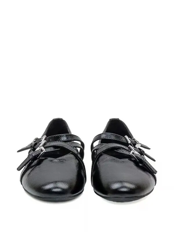 Michael Kors Buckle-detail Leather Ballet Flats - Black