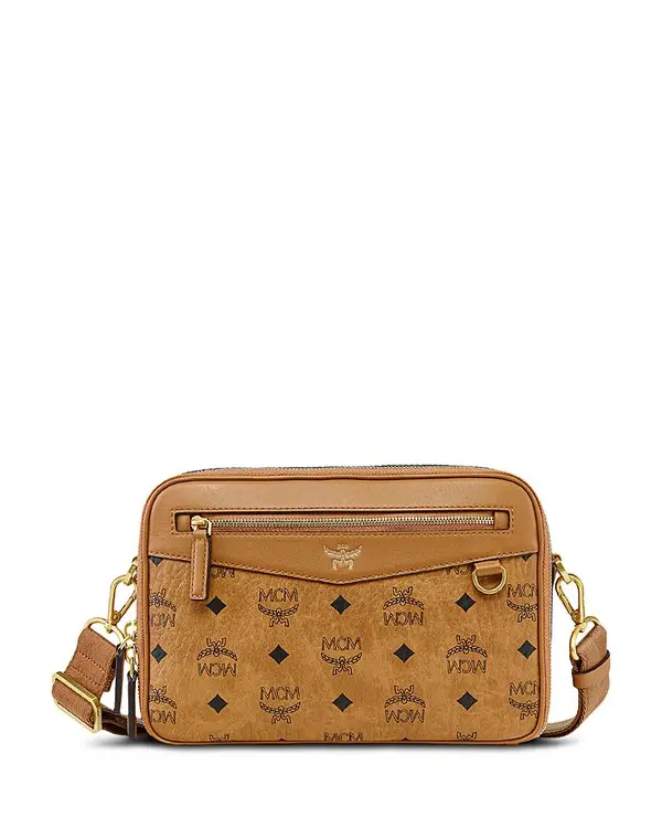 Mcm Aren Visetos Crossbody - Cognac