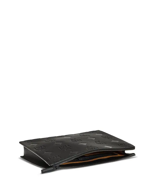 Mcm Aren Medium Leather Pouch - Black