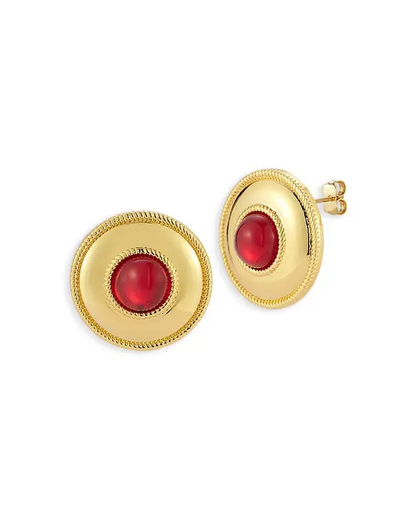 Aqua Stud Earrings - Red/gold