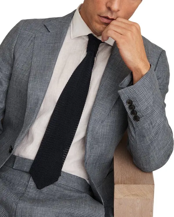 REISS Slim Fit Prince Of Wales Check Linen Blazer