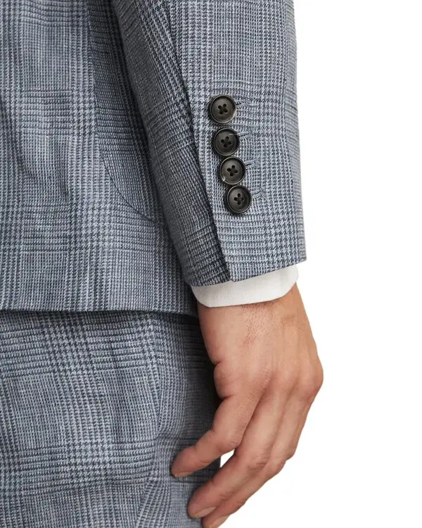 REISS Slim Fit Prince Of Wales Check Linen Blazer