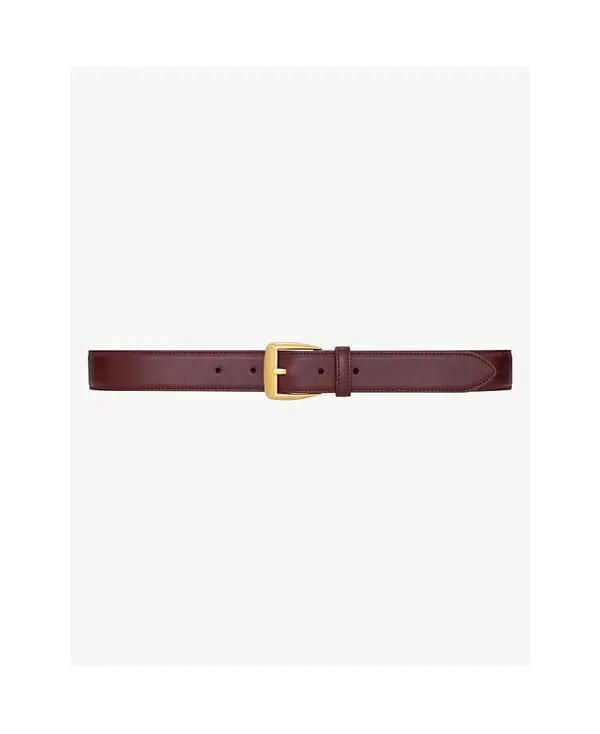 Saint Laurent Trapezoid Belt In Grained Leather - Hot Wine