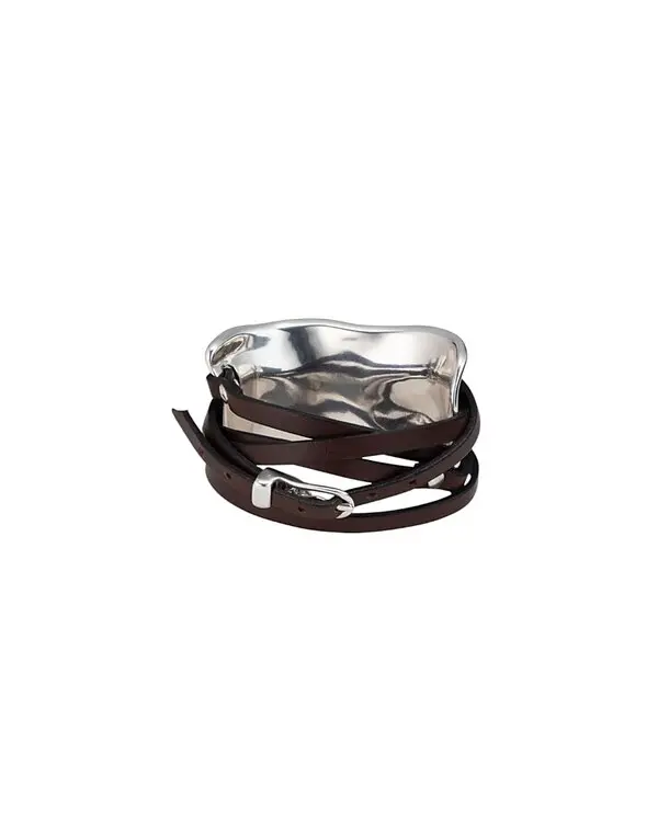 UNODE50 Sterling-plated Leather Wrap Bracelet - Silver