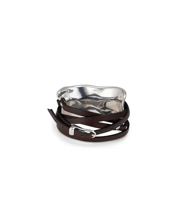 UNODE50 Sterling -plated Leather Wrap Bracelet - Silver