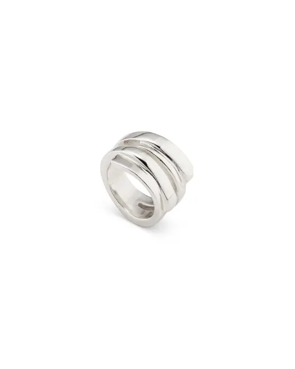 UNODE50 18k -plated Multiband Ring With Irregular Slits - Silver