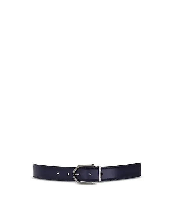 FERRAGAMO Leather Reversible Belt - Midnight/black