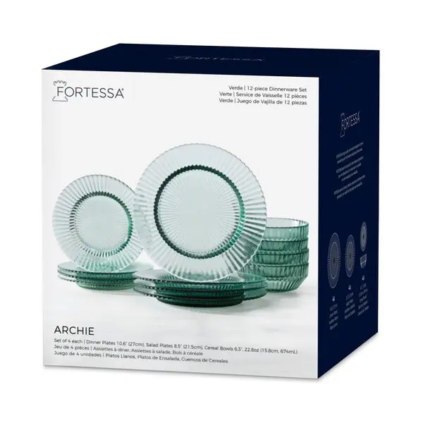 FORTESSA Archie 12 Piece Dinnerware Set - Verde