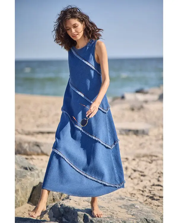 Lyssé Mirabella Denim Fringe Midi Dress