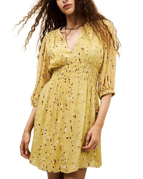 Ba&sh Kanissa Smocked Waist Dress - Yellow