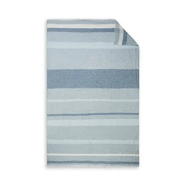 MATOUK Como 360 Beach Wrap Linen Throw - Blue Jean Stripe