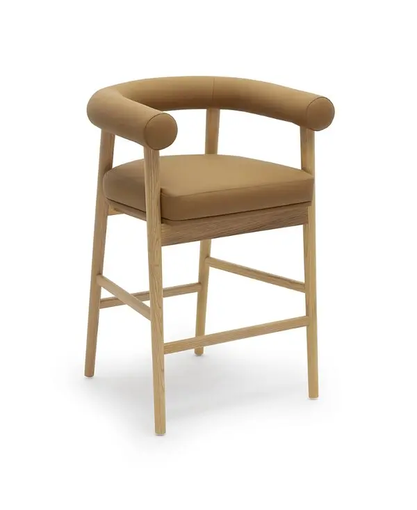 TOV FURNITURE Spara Faux Leather Counter Stool - Cognac