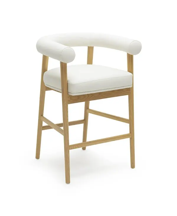TOV FURNITURE Spara Faux Leather Counter Stool - White