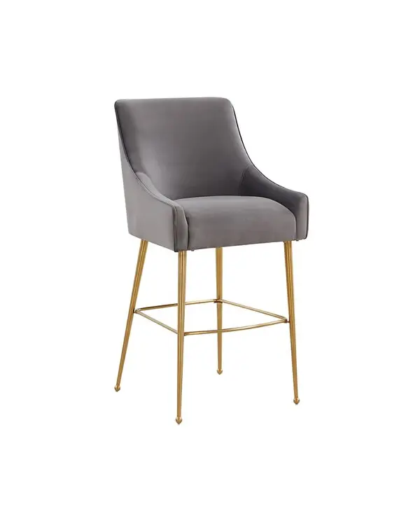 TOV FURNITURE Beatrix Velvet Counter Gold Legs Stool - Dark Grey