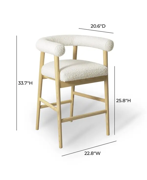 TOV FURNITURE Spara Performance Boucle Counter Stool - Cream