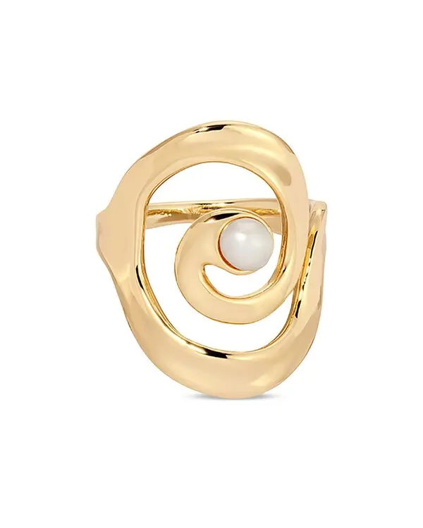 Ettika Cultured Freshwater Pearl Swirl Ring - Gold