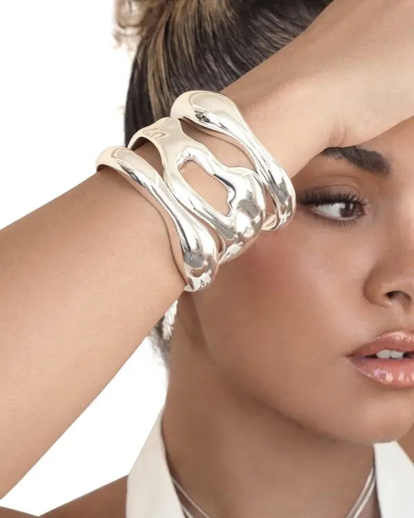 Ettika Liquid Love Cuff Bracelet - Silver