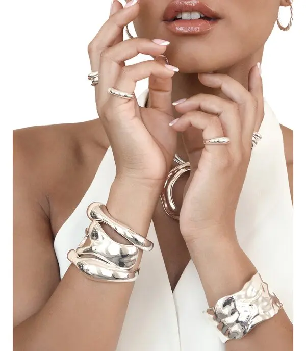Ettika Liquid Love Cuff Bracelet - Silver