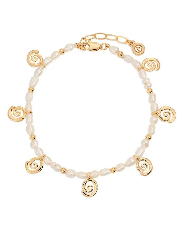Ettika Aura Cultured Freshwater Pearl Swirl Charm Bracelet - Gold