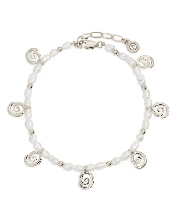 Ettika Aura Cultured Freshwater Pearl Swirl Charm Bracelet - Silver