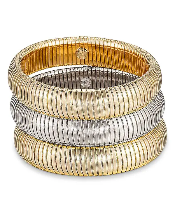 Ettika Set Of 3 Flex Snake Chain Stretch Bracelets - Two Tone