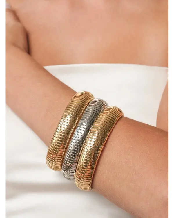 Ettika Set Of 3 Flex Snake Chain Stretch Bracelets - Two Tone